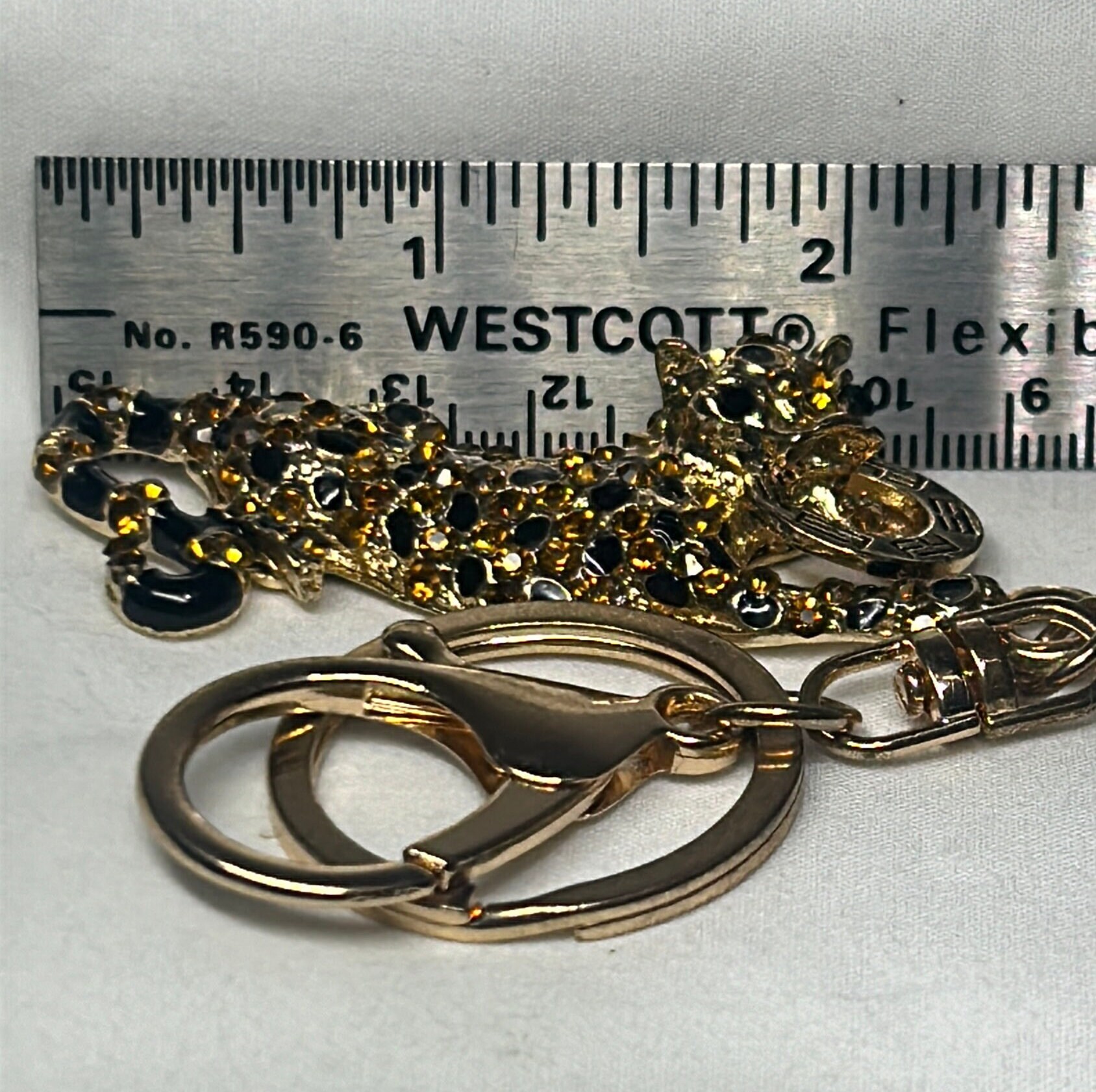 Effy Spotted Leopard Amber Rhinestone Keychain - Etsy