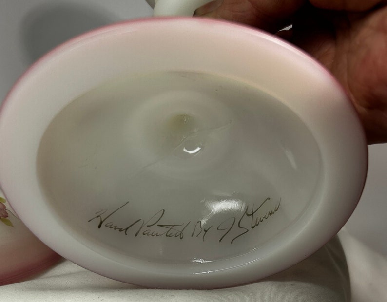 Fenton Art Glass Opal Berries and Blossoms Hand Painted by J Stevens ...