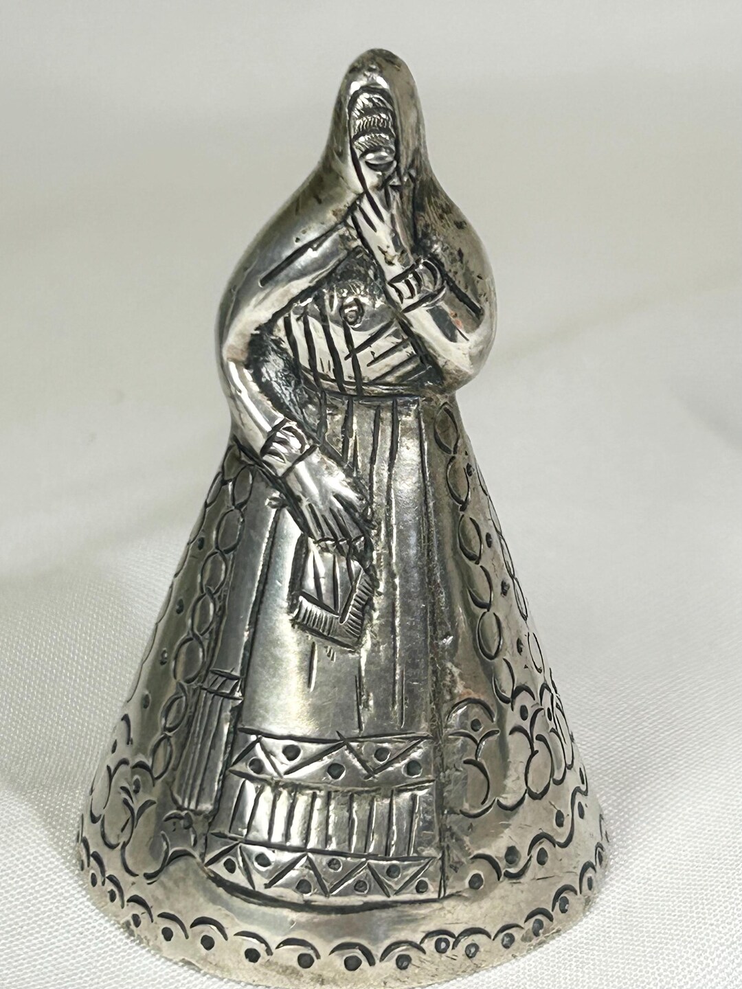 Rare Sterling Silver Peruvian Woman Figural Mourning/passing Bell Birth ...