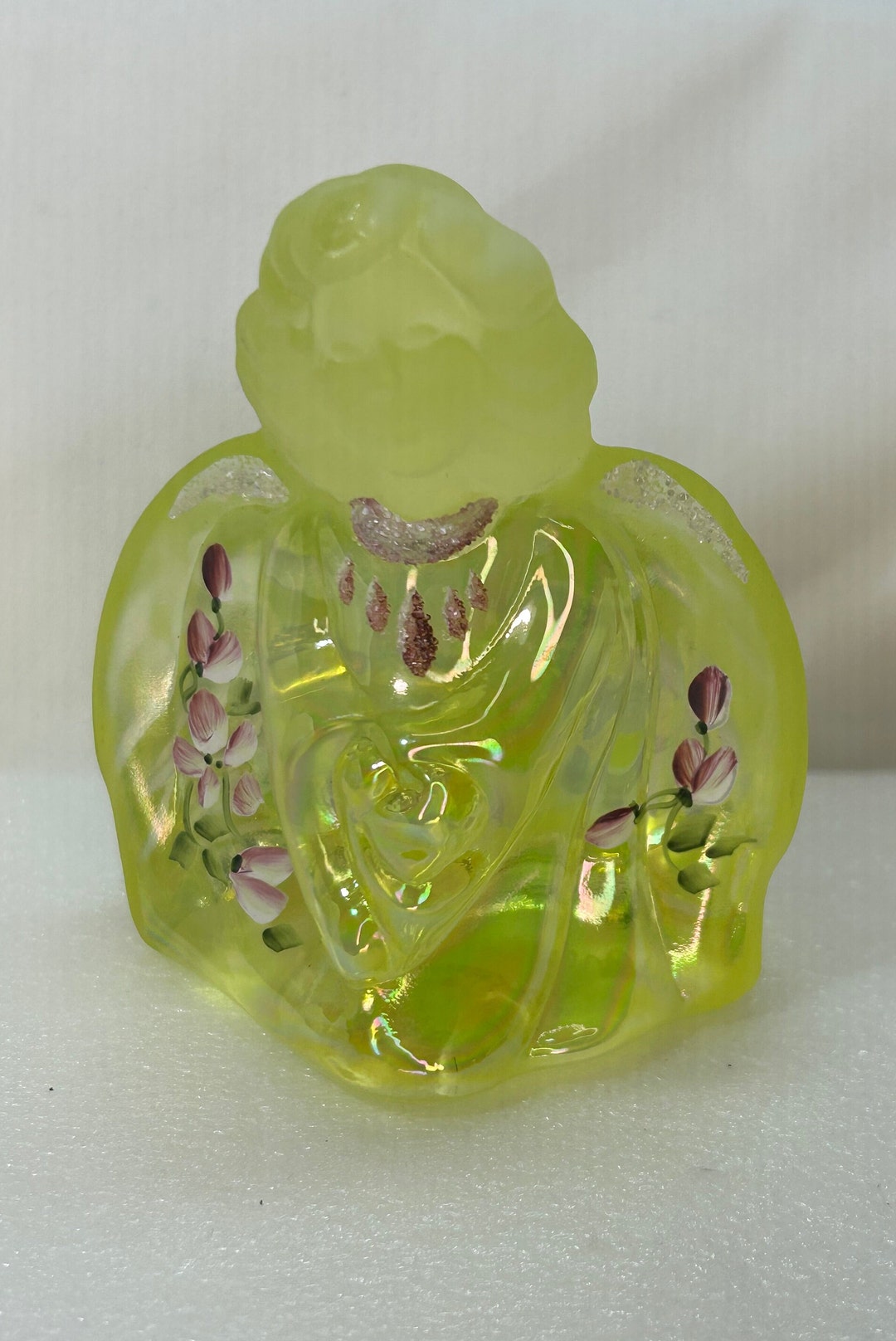 Uranium Fenton Hand Painted Art Glass Angel - Etsy