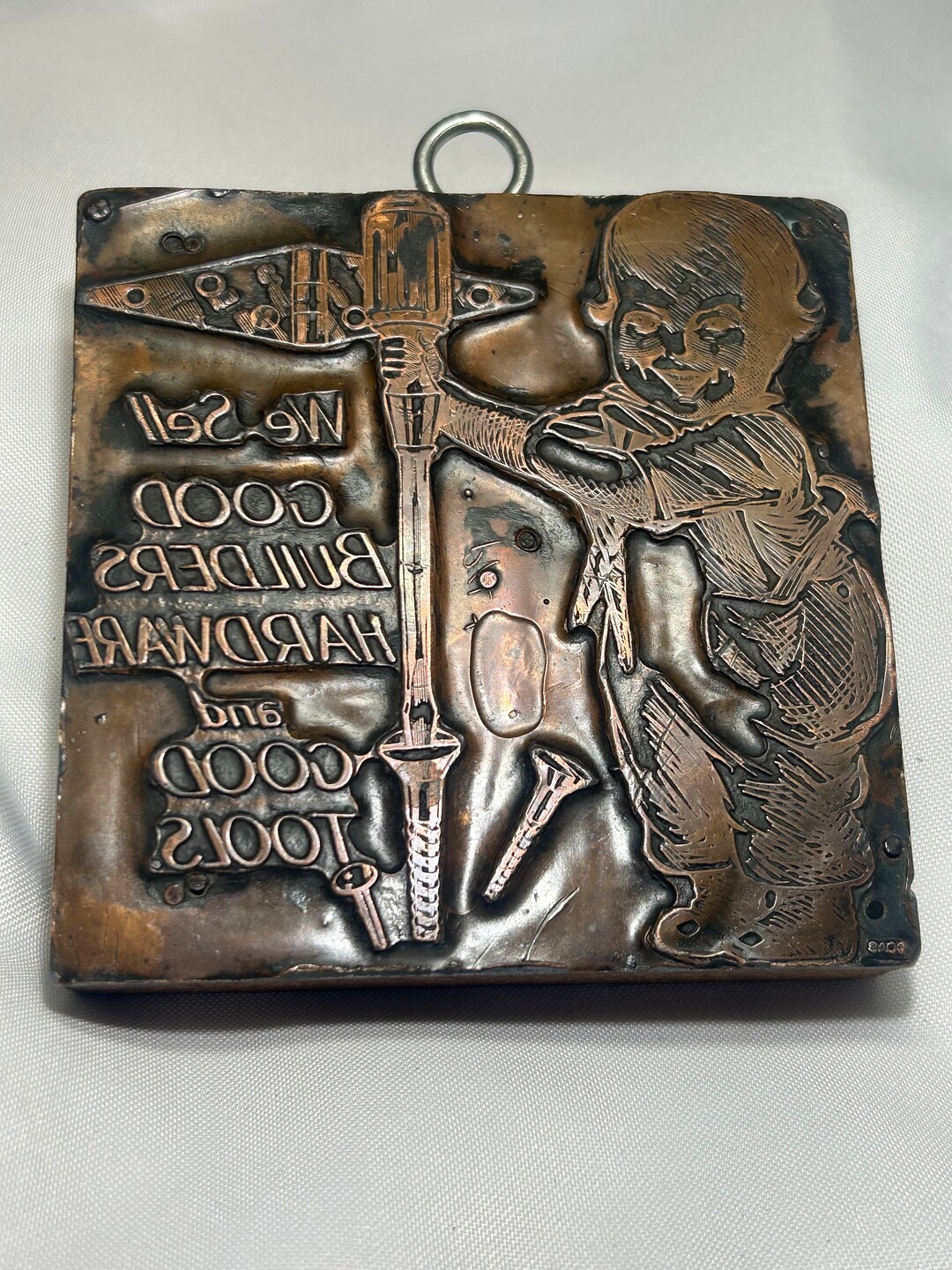 Antique Copper Printing Block Advertising “we Sell Good Builders ...