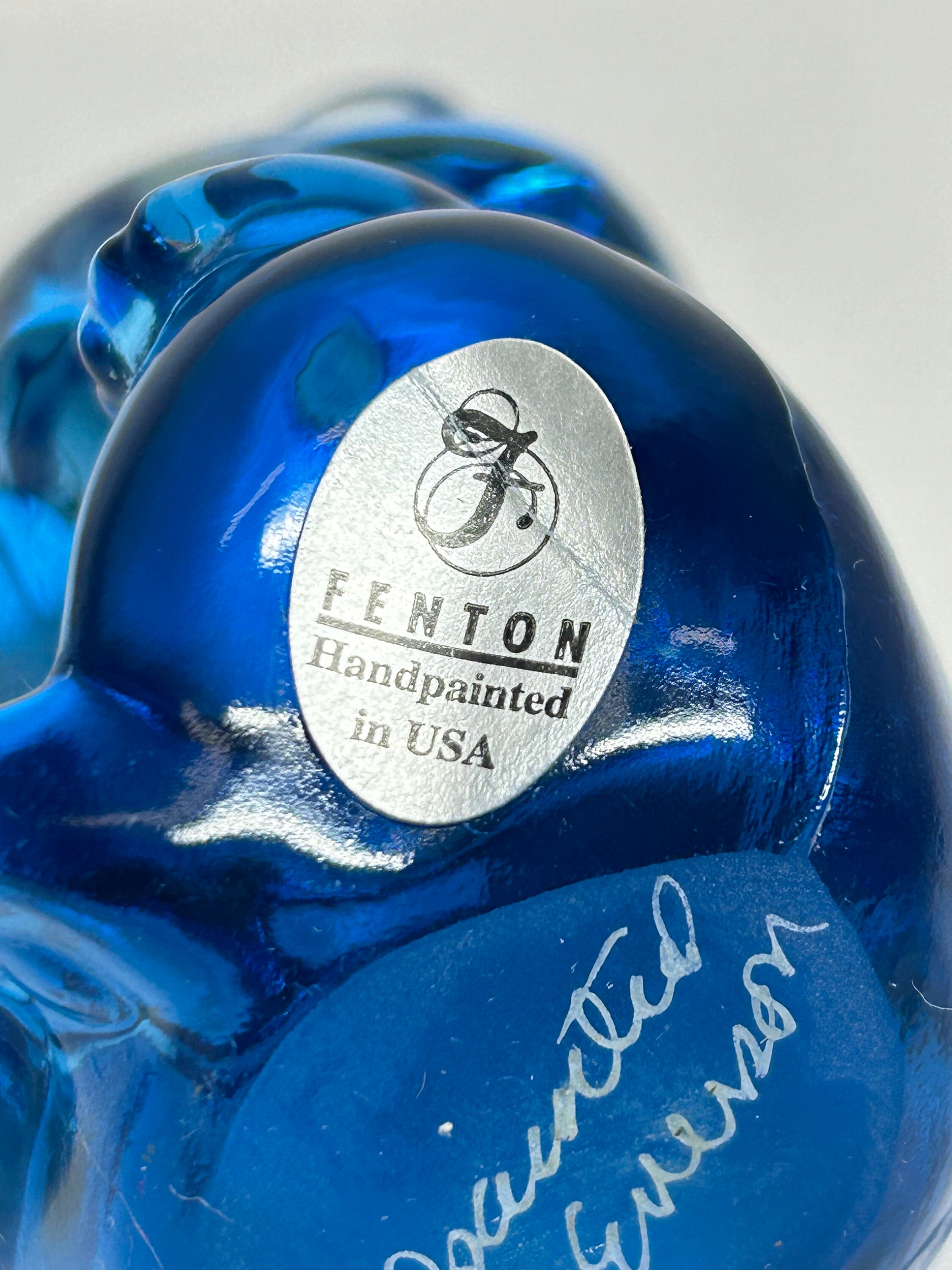 Fenton Art Glass Celeste Blue Bear Hand Painted by L. Everson - Etsy