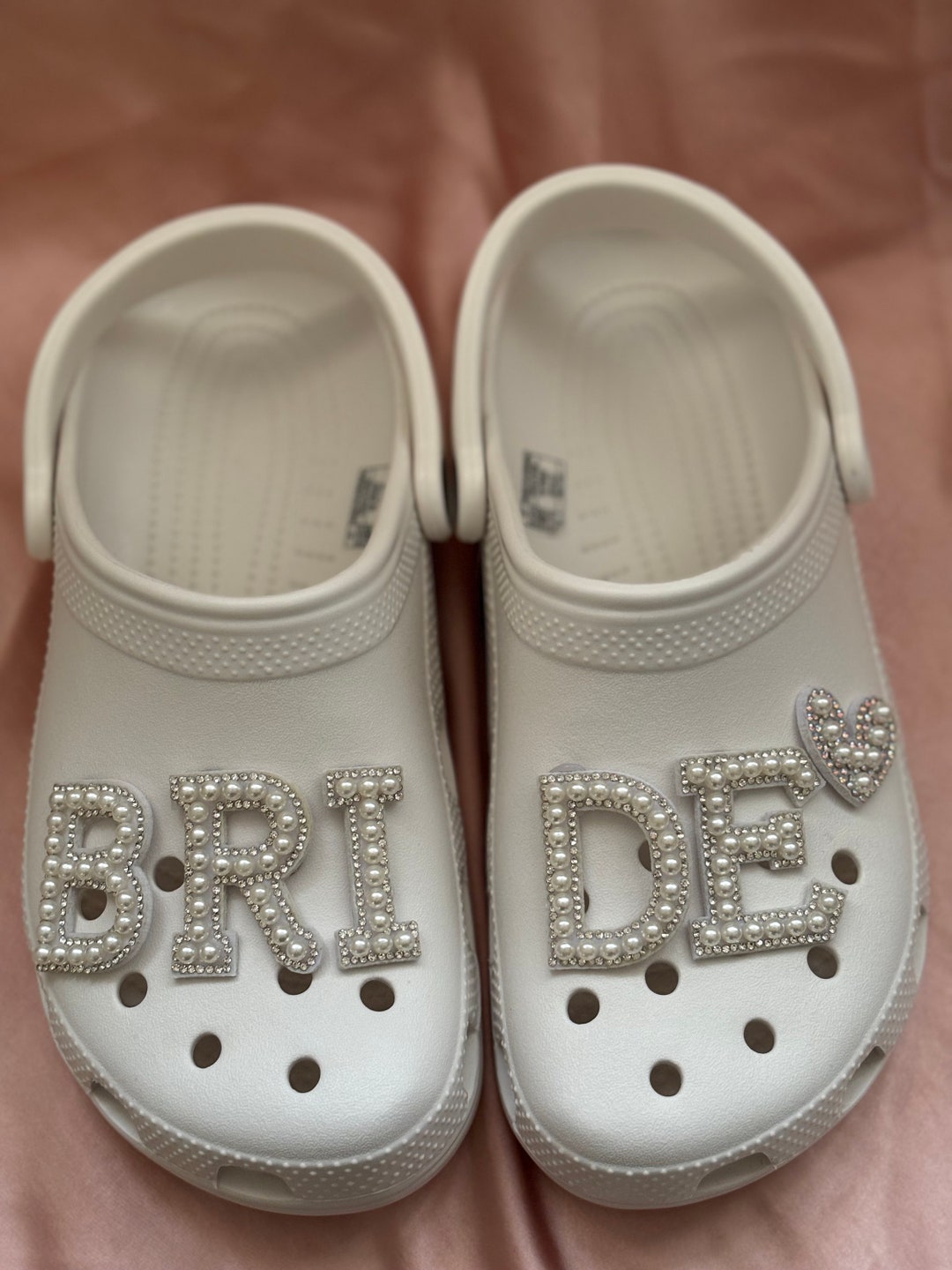 Unique BRIDE, WIFEY and Heart Pearl Croc Charm, Croc Jibbitz Wedding ...