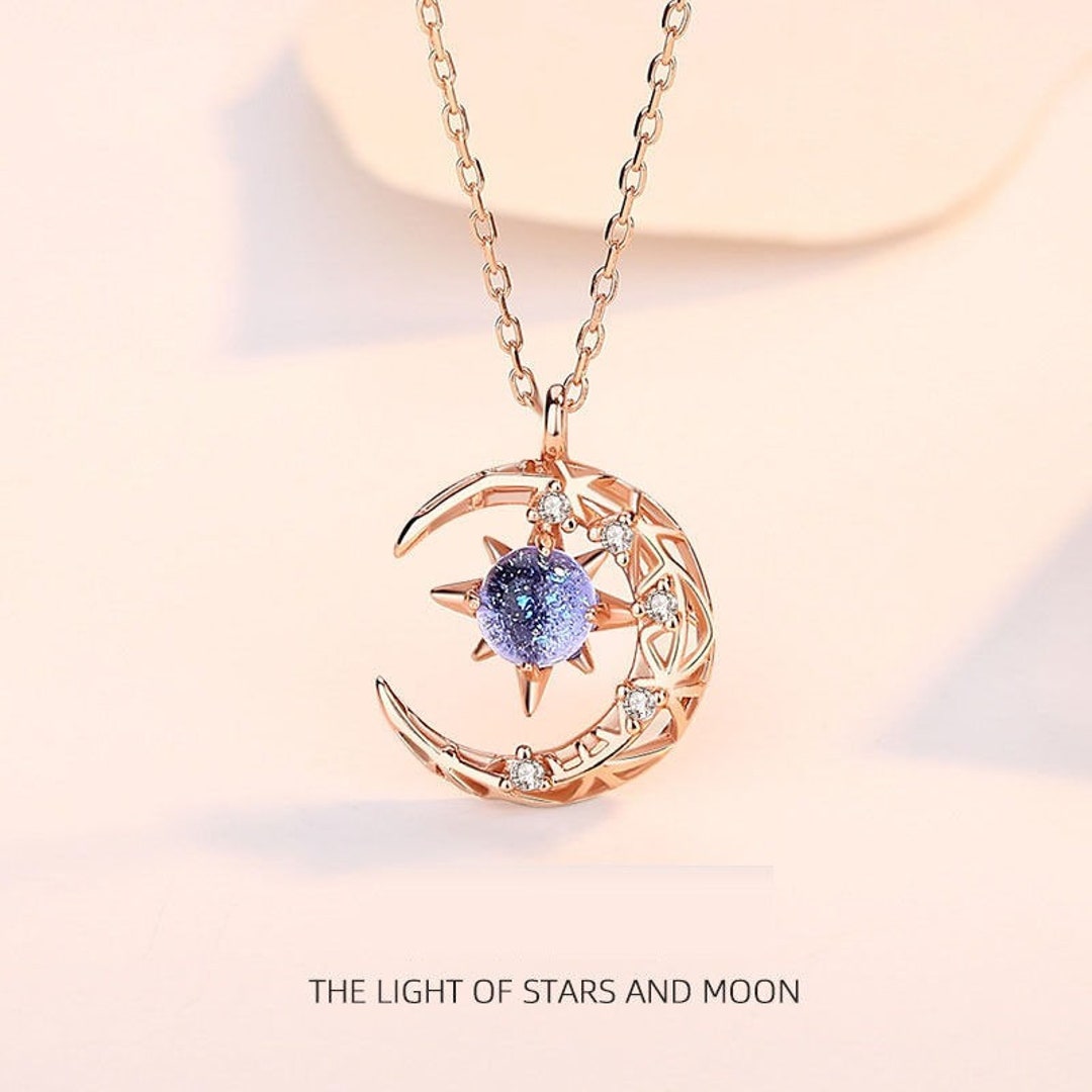 Moon Pendant Necklace Moon Star Necklace Adjustable - Etsy