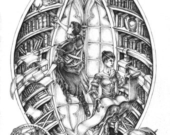 Rainy Day in the Library Illustration Art Print - Etsy