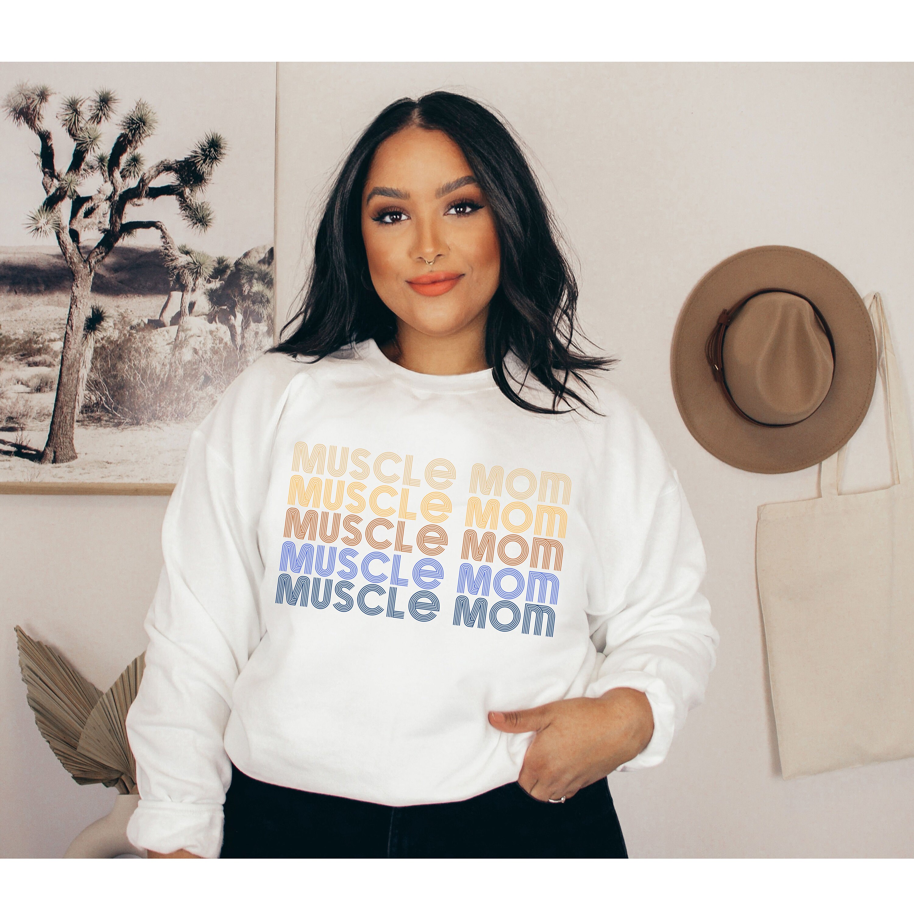 Retro Muscle Mommy Sweat Shirt, Muscle Mom Sweatshirt, Fitness Shirt ...