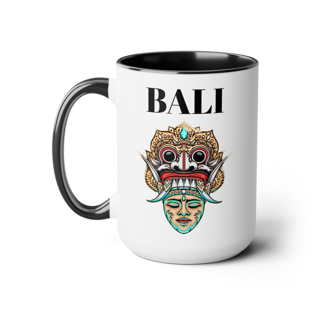 Balinese Mask Coffee Mug, Bali Vacation Mug, I Love Bali Coffee Cup ...