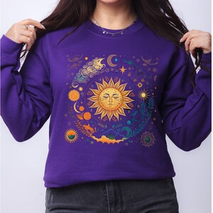 Celestial Sun Sweat Shirt, Boho Sun Shirt, Gift for Her, Celestial Sun ...