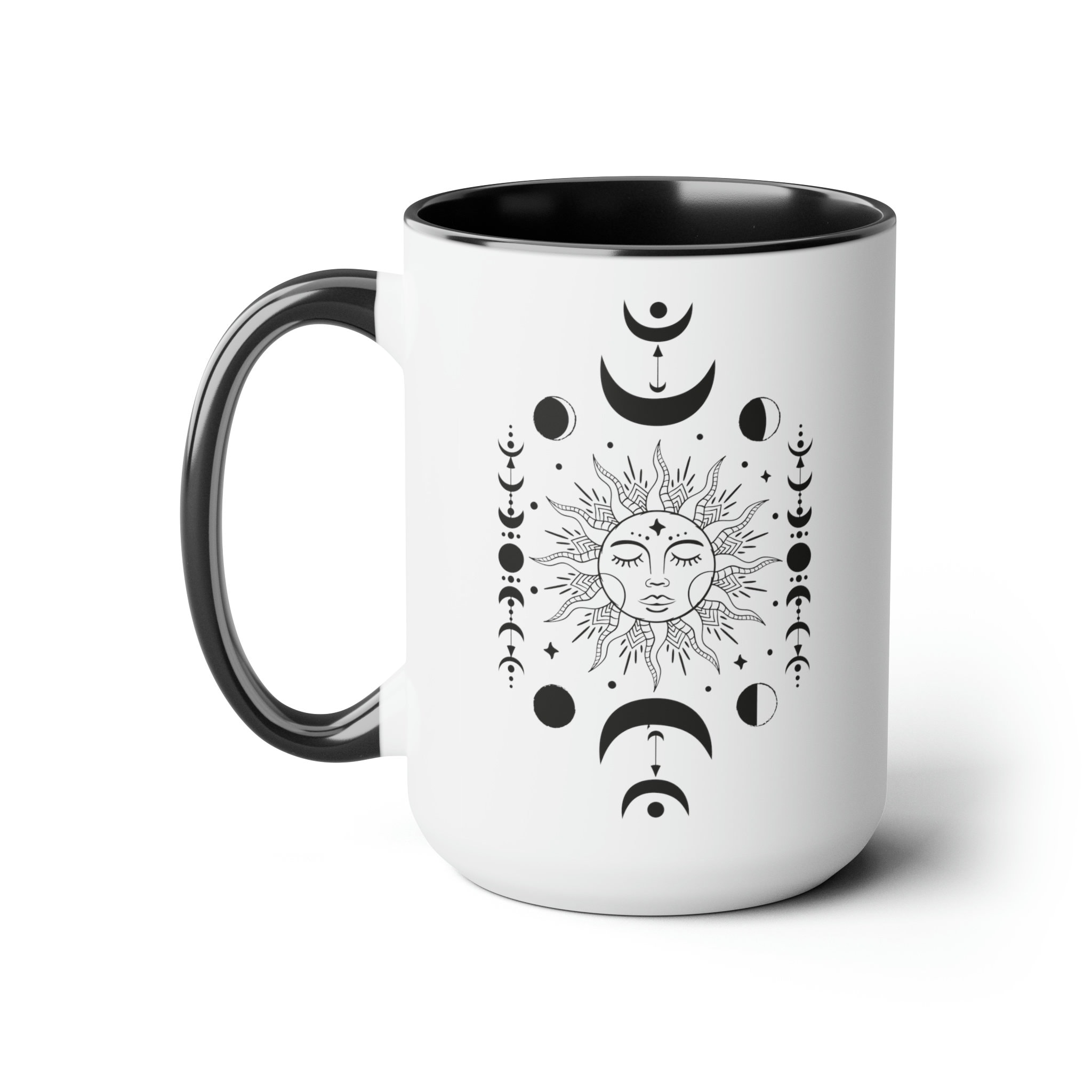 Celestial Sun Moon Two-tone Coffee Mug, Mystical Sun Moon Mug, Boho ...
