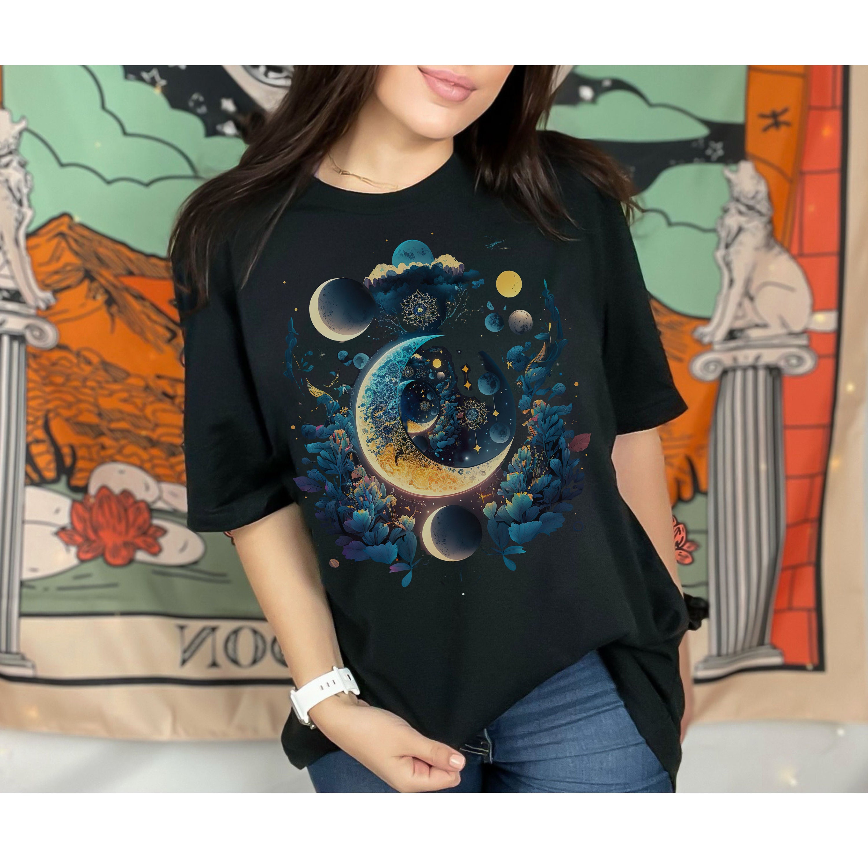 Celestial Moon Phases T-shirt, Boho Celestial Shirt, Gift for Her ...