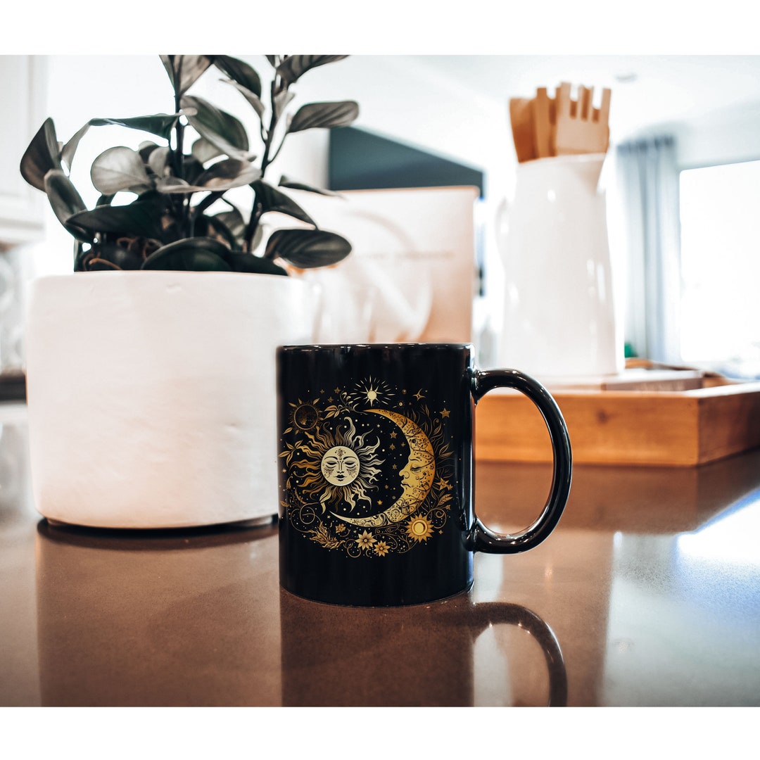 Celestial Sun Moon Coffee Mug, Mystical Sun Moon Mug, Boho Vintage Feel ...
