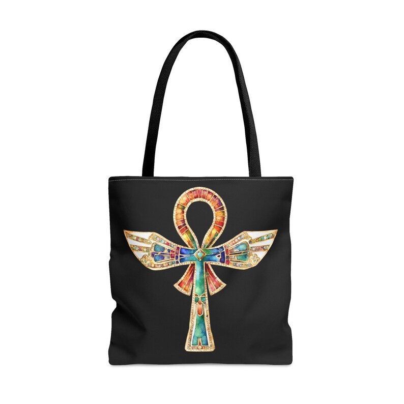 Celestial Beaded Ankh Canvas Tote Bag, Egyptian Ankh Tote Bag, Healing ...