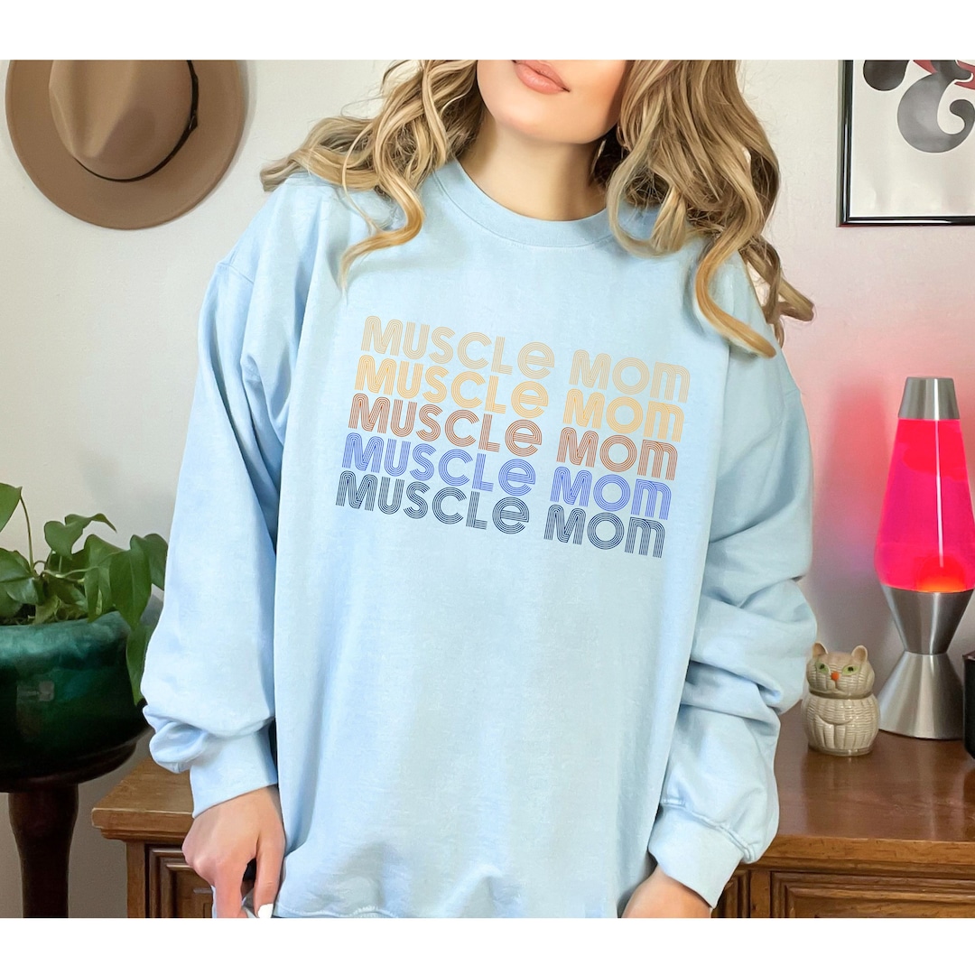 Retro Muscle Mommy Sweat Shirt, Muscle Mom Sweatshirt, Fitness Shirt ...