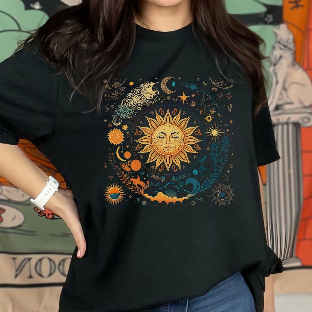 Celestial Sun & Stars T-shirt, Boho Celestial Shirt, Gift for Her ...