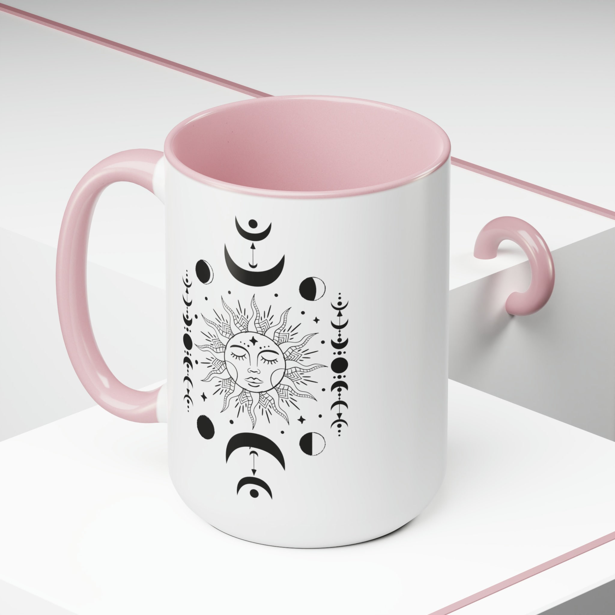 Celestial Sun Moon Two-tone Coffee Mug, Mystical Sun Moon Mug, Boho ...