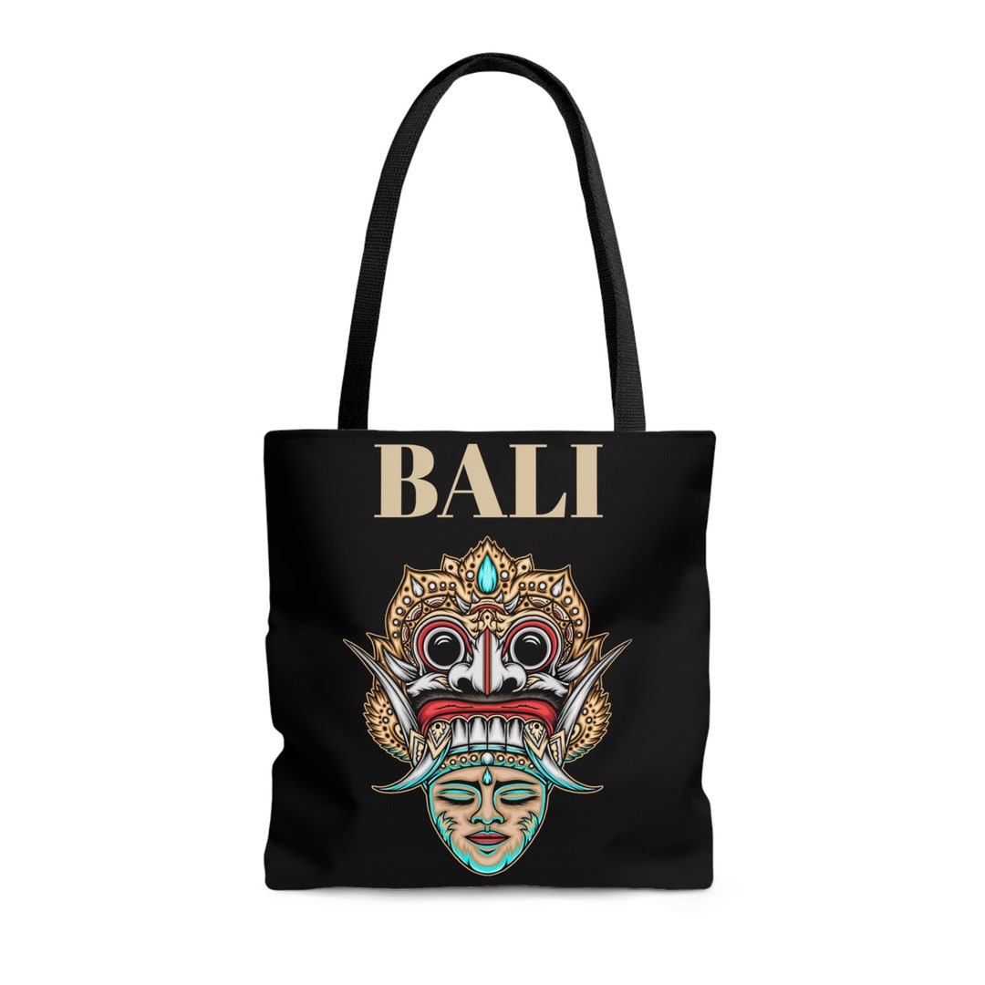 Balinese Mask Canvas Tote Bag, Bali Vacation Tote, I Love Bali Tote Bag ...
