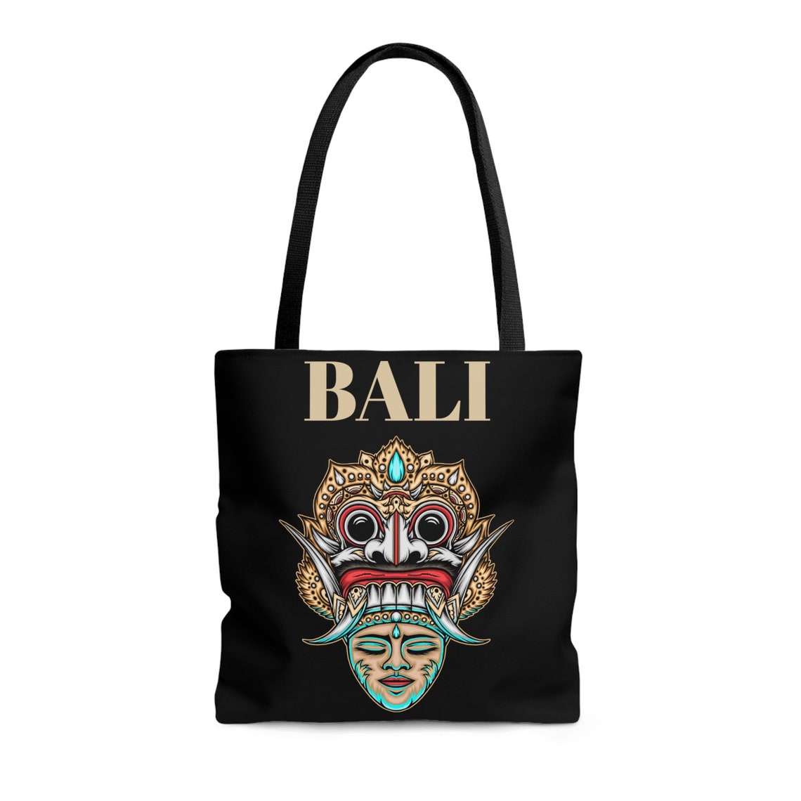 Balinese Mask Canvas Tote Bag, Bali Vacation Tote, I Love Bali Tote Bag ...