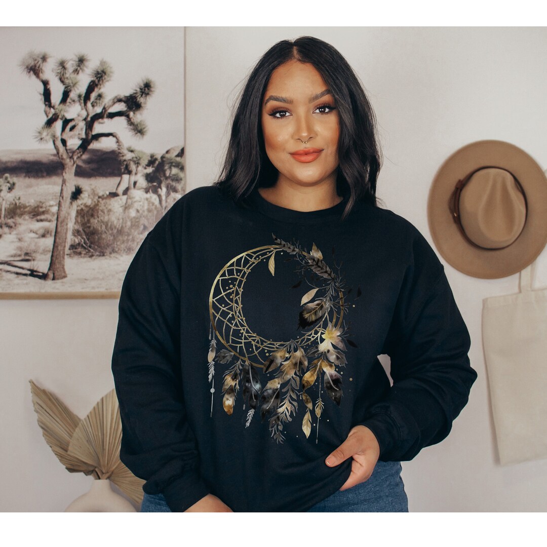 Celestial Moon Dream Catcher Sweat Shirt, Boho Celestial Sweatshirt ...