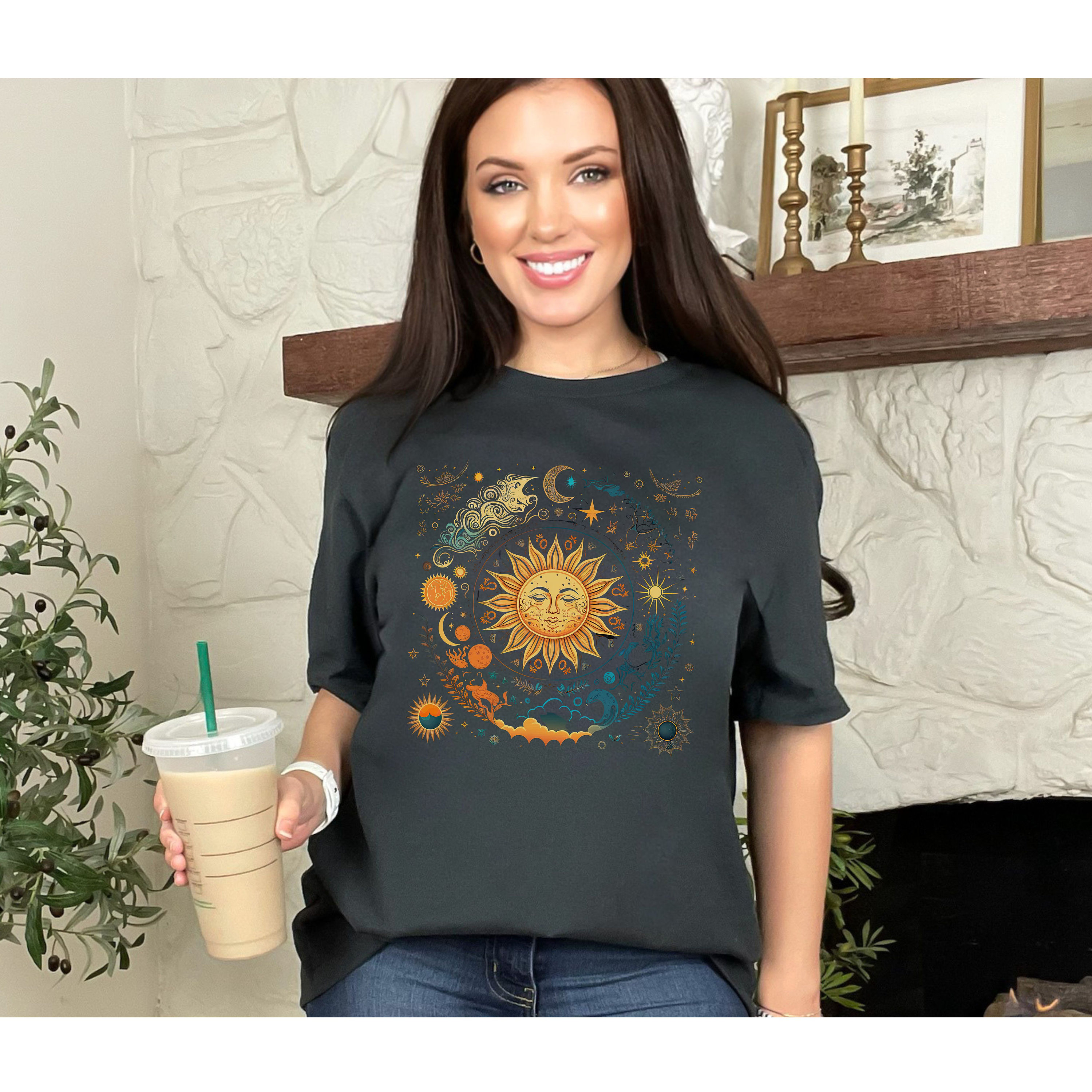 Celestial Sun & Stars T-shirt, Boho Celestial Shirt, Gift for Her ...