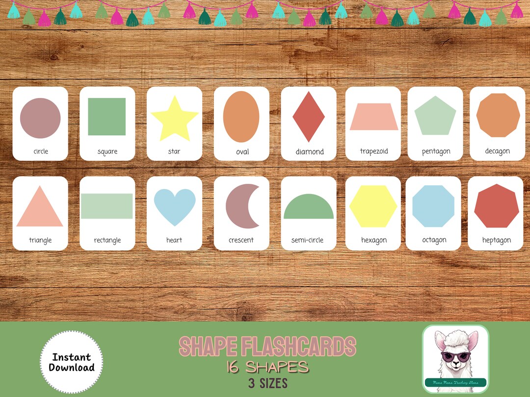 Shape Flashcards for Kids, Montessori Cards, Preschool Curriculum ...