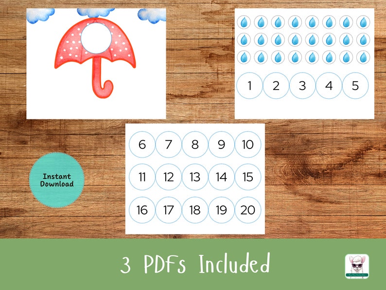 Umbrella Counting Montessori Math Printable Activity, Numbers 1-10 ...