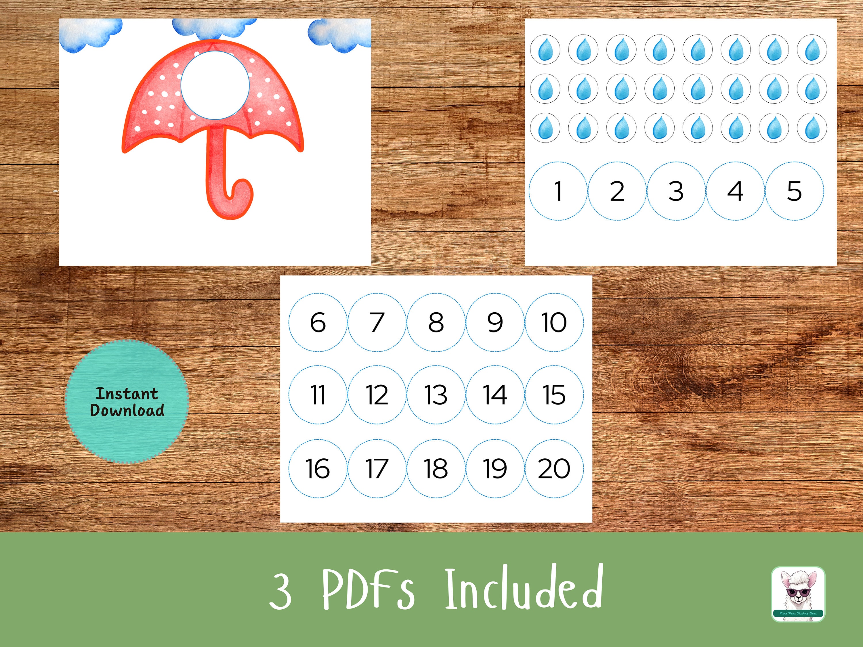 Umbrella Counting Montessori Math Printable Activity, Numbers 1-10 ...