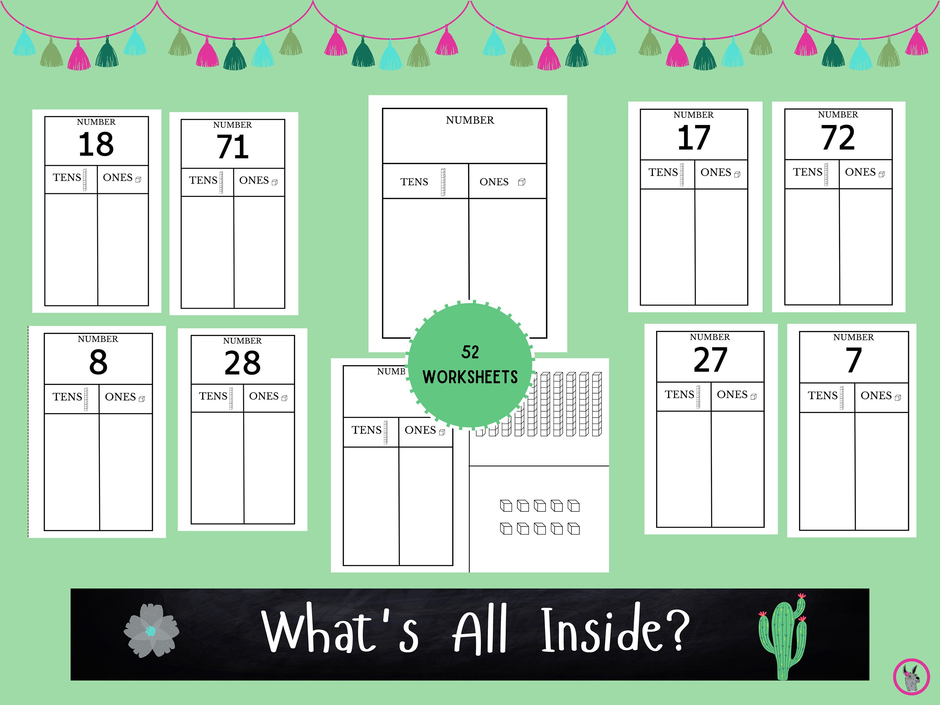 Place Value Math Worksheets, Number Sense Learning Activity, Homeschool ...