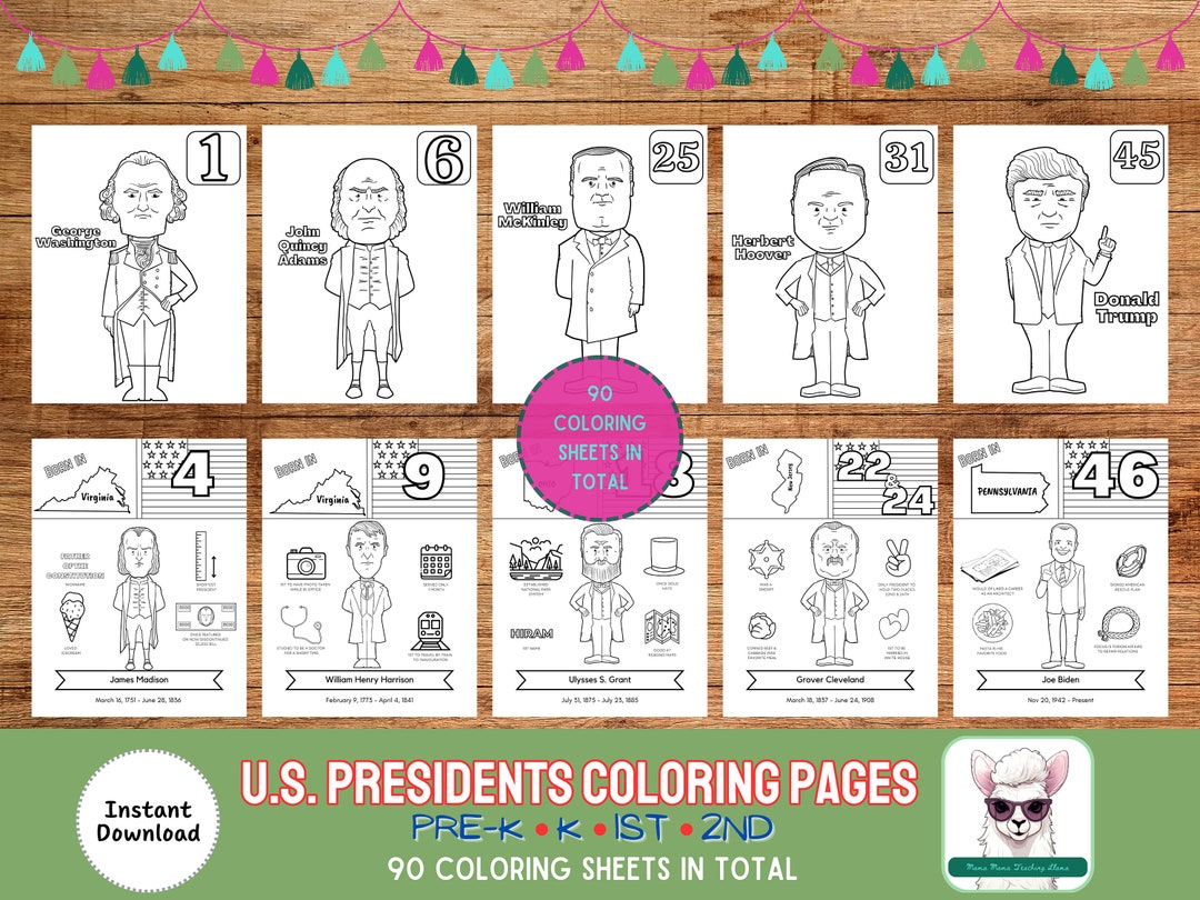 United States Presidents Coloring Pages, Printable President Worksheets ...