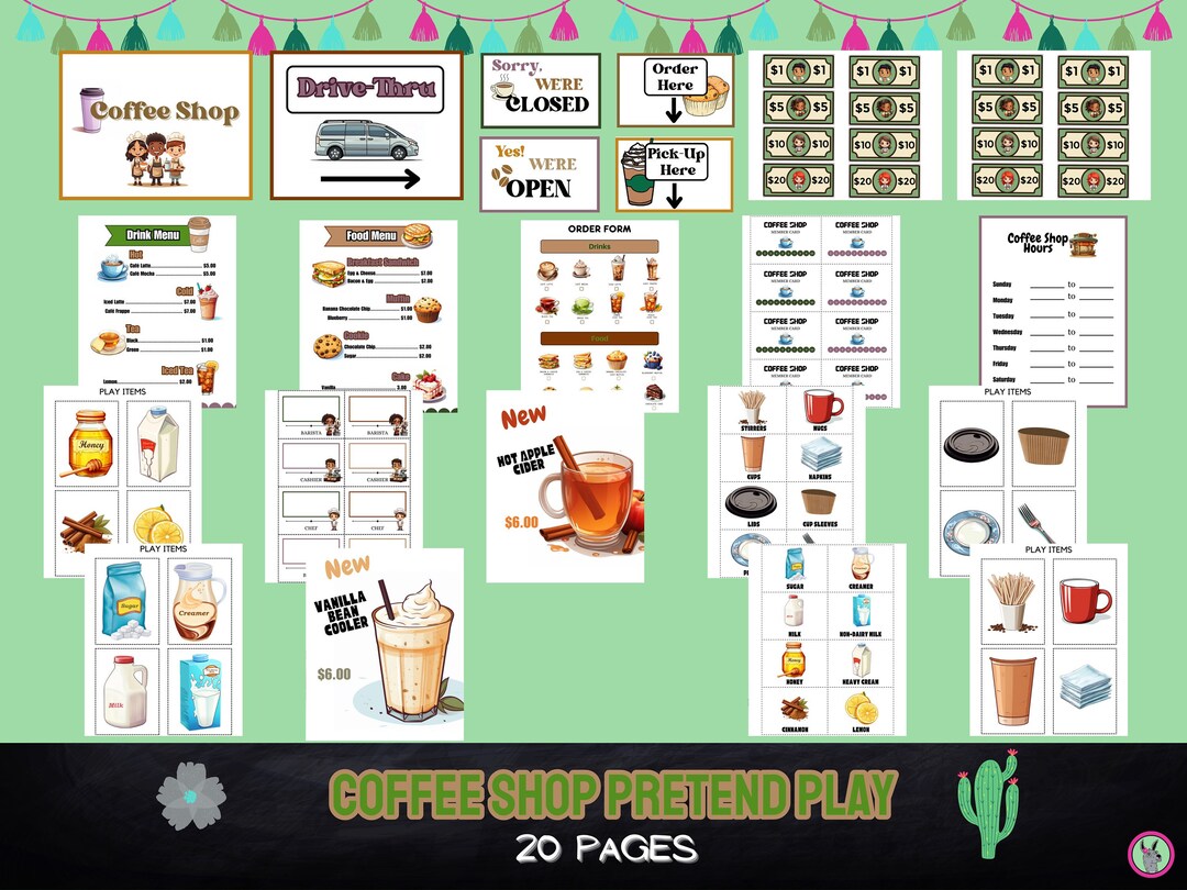 Coffee Shop Pretend Play Printable for Kids, Dramatic Play, Preschool ...