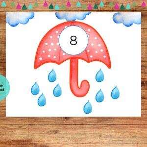 Umbrella Counting Montessori Math Printable Activity, Numbers 1-10 ...