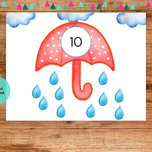 Umbrella Counting Montessori Math Printable Activity, Numbers 1-10 ...