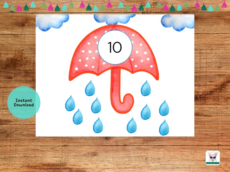 Umbrella Counting Montessori Math Printable Activity, Numbers 1-10 ...