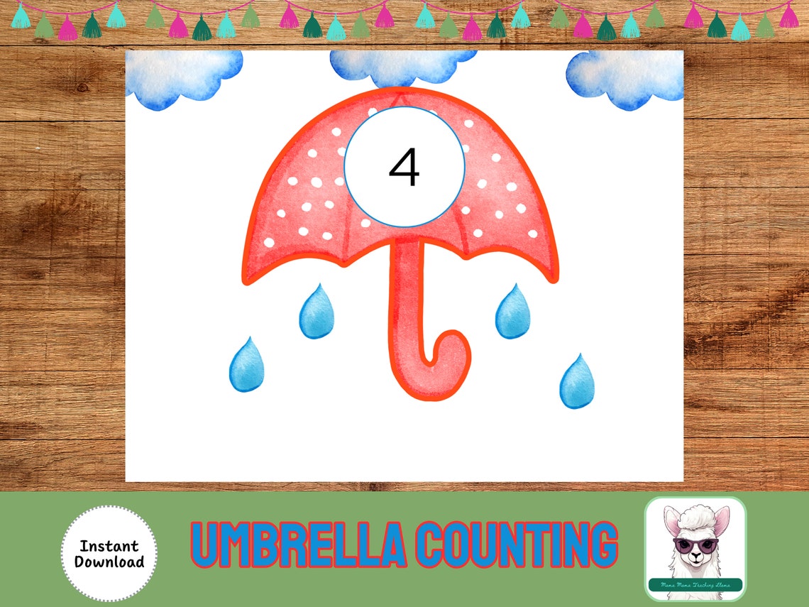 Umbrella Counting Montessori Math Printable Activity, Numbers 1-10 ...