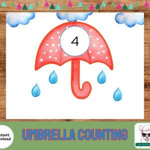 Umbrella Counting Montessori Math Printable Activity, Numbers 1-10 ...