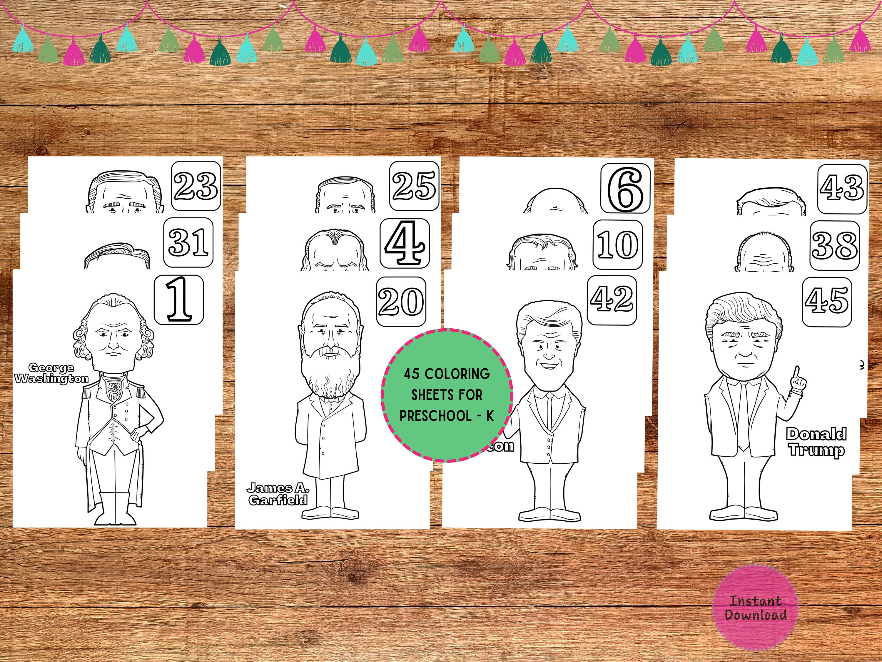 United States Presidents Coloring Pages, Printable President Worksheets ...