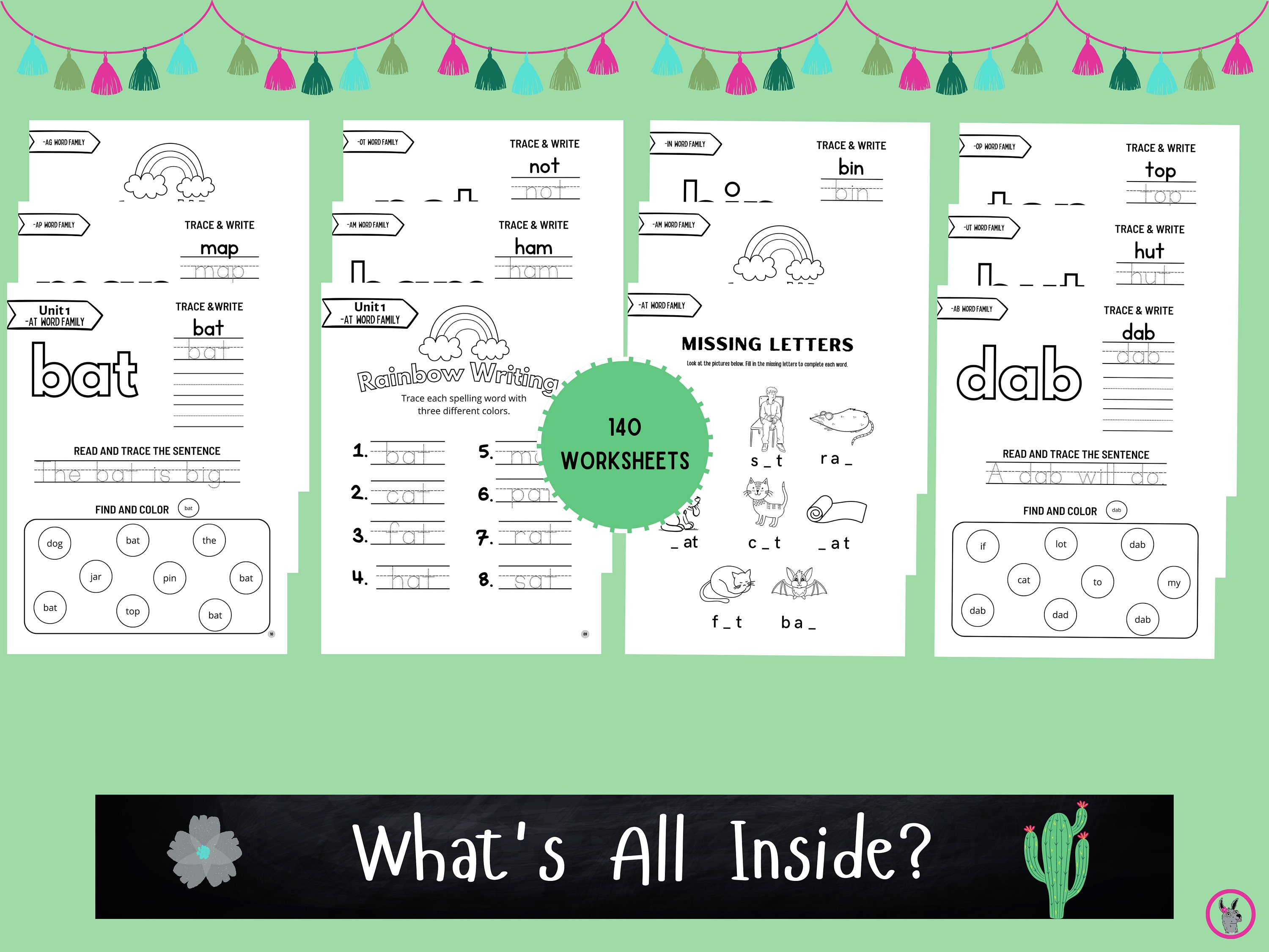 Short Vowel Words Worksheets, Word Families, Phonics. CVC Words ...