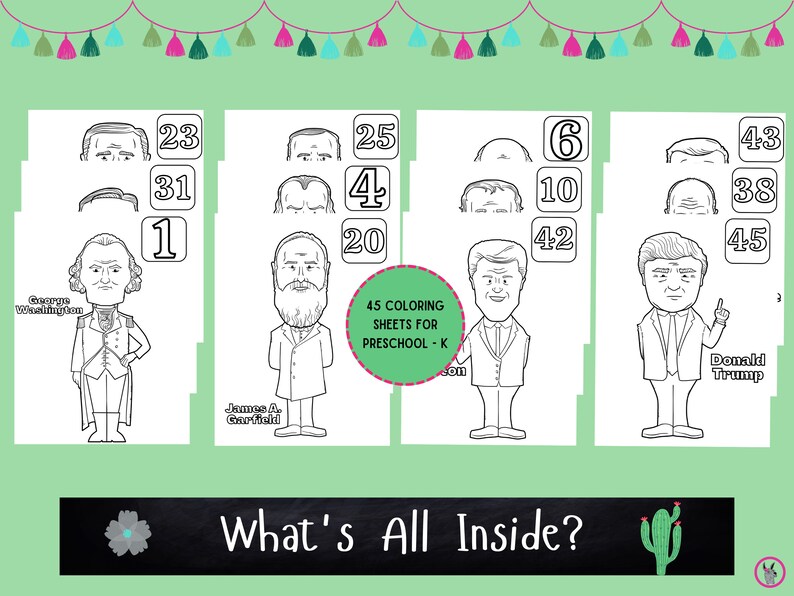 United States Presidents Coloring Pages, Printable President Worksheets ...