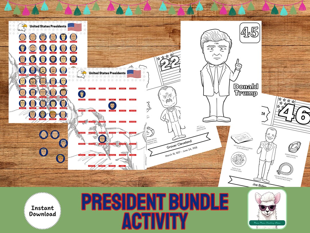 United States Presidents Bundle, Coloring Pages, Printable President ...
