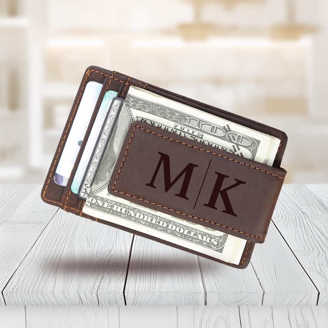 Personalized Leather Money Clip Wallet, Father's Day Gift Wallet ...