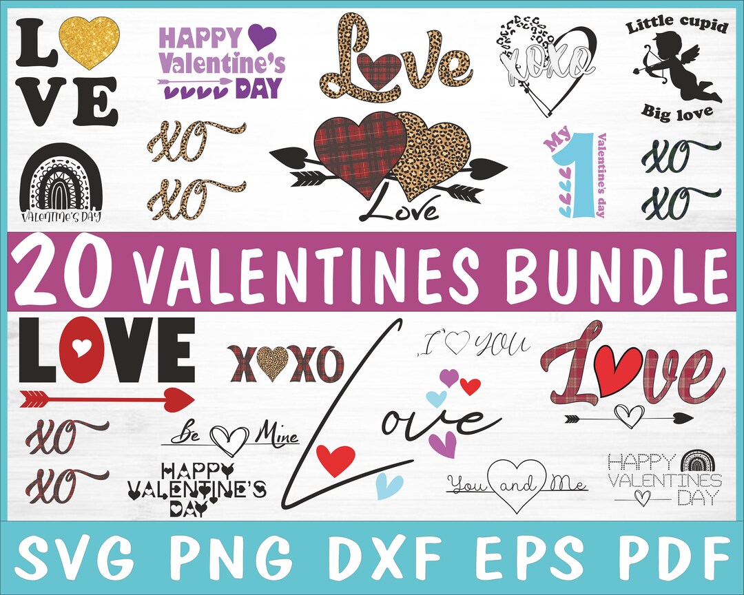 20 Valentines Unique Design Bundle Love Svg Bundle Valentine Day Bundle ...