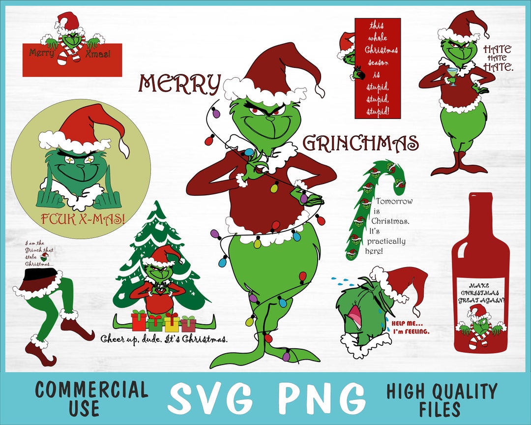 Grinch svg png paquete cricut navidad svg mi día grinch - Etsy España