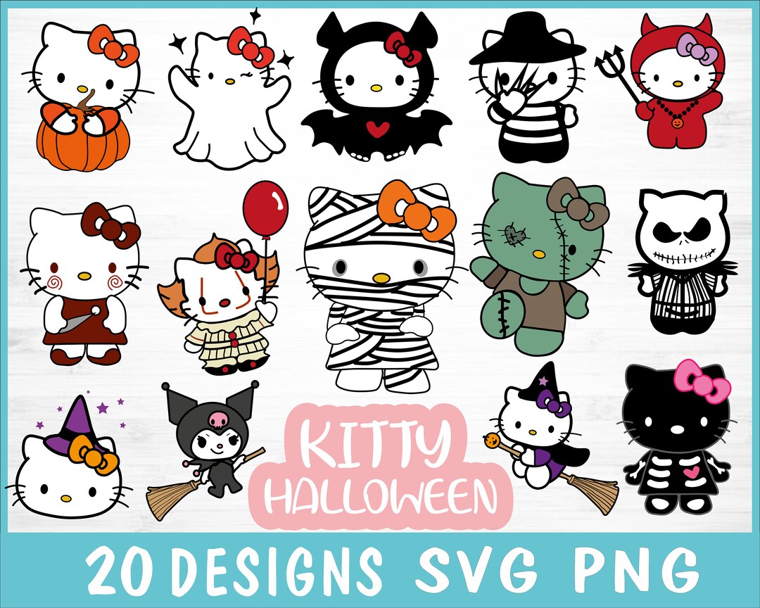 Kitty Halloween Bundle Svg Png, Halloween Cats Svg Png, Kawaii Kitty ...
