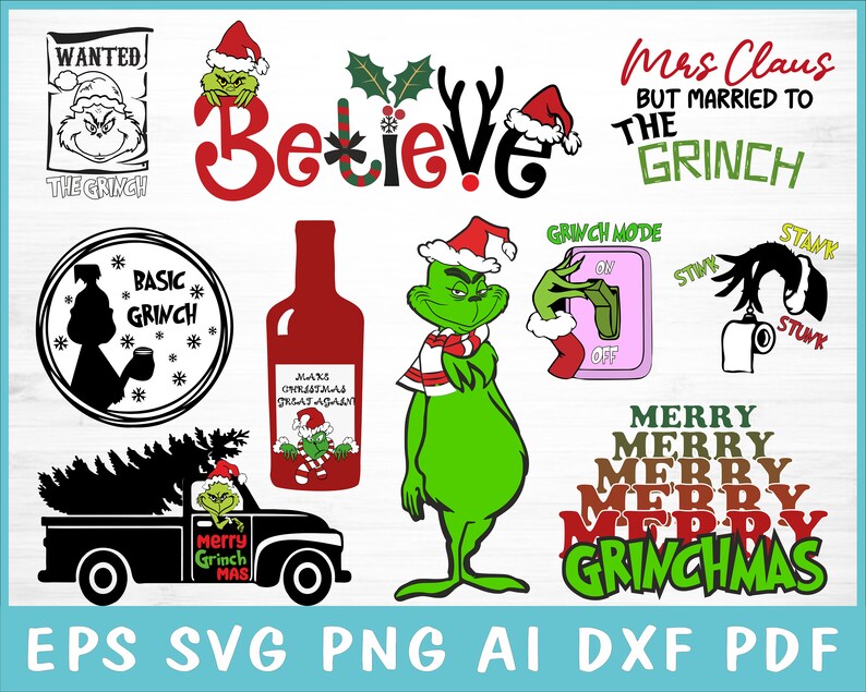 Grinch Face Svg Png Bundle, Cricut, Navidad Svg, Mi Día Grinch Svg ...