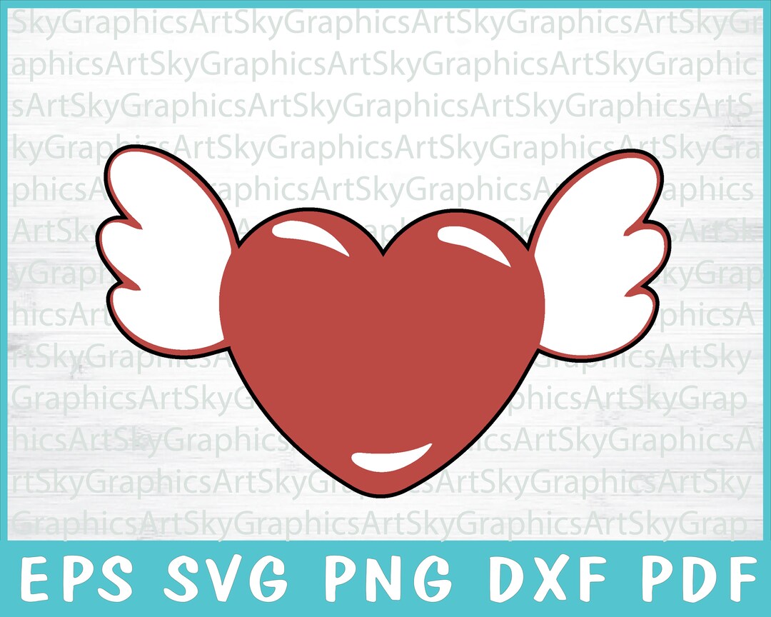 Angel Heart Svg, Wings Svg Png, Valentine Day Svg, Flying Heart Svg ...