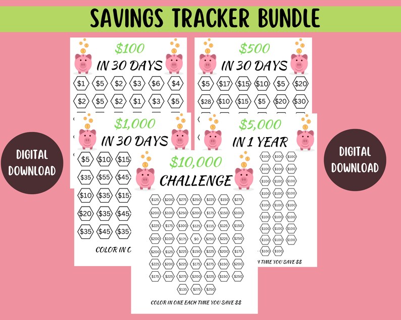 2024 Money Savings Tracker, Savings Tracker Printables, Saving Tracker ...