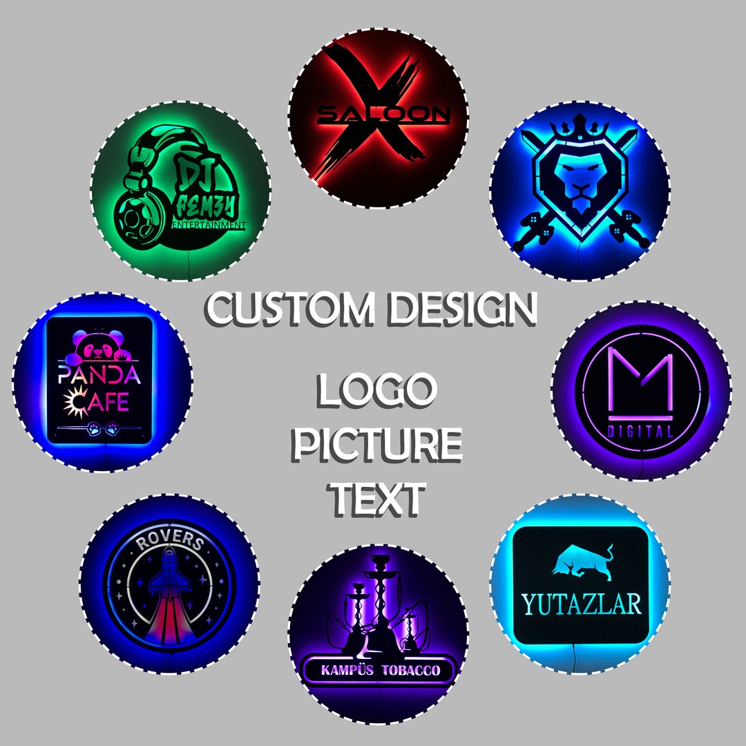 Personalized Logo Sign Custom Logo Design Wall Art With RGB - Etsy