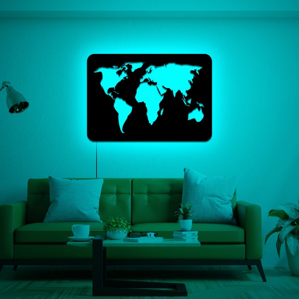 World map with led - Etsy Polska