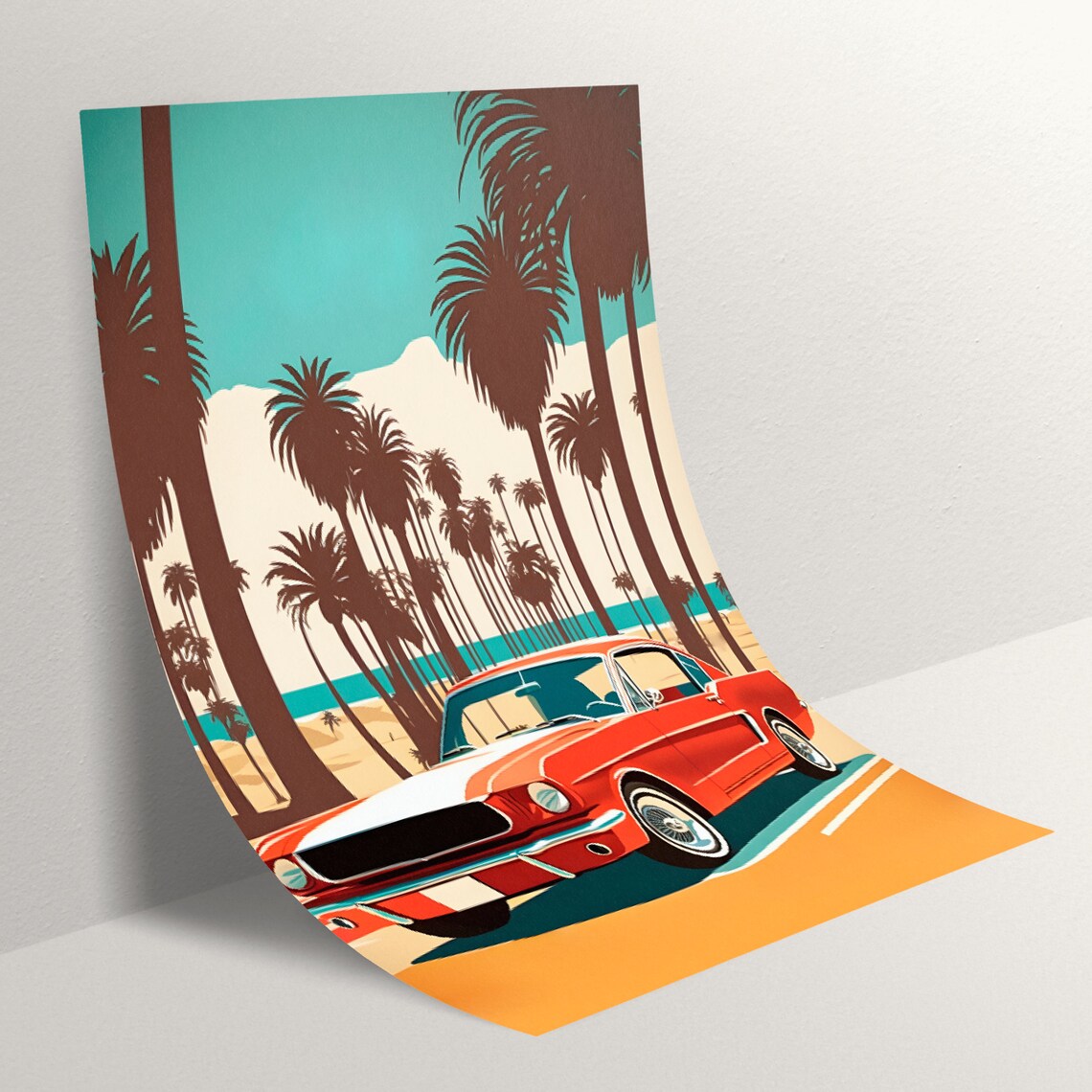 Ford Mustang at the Beach Poster Car Print Wall Print - Etsy