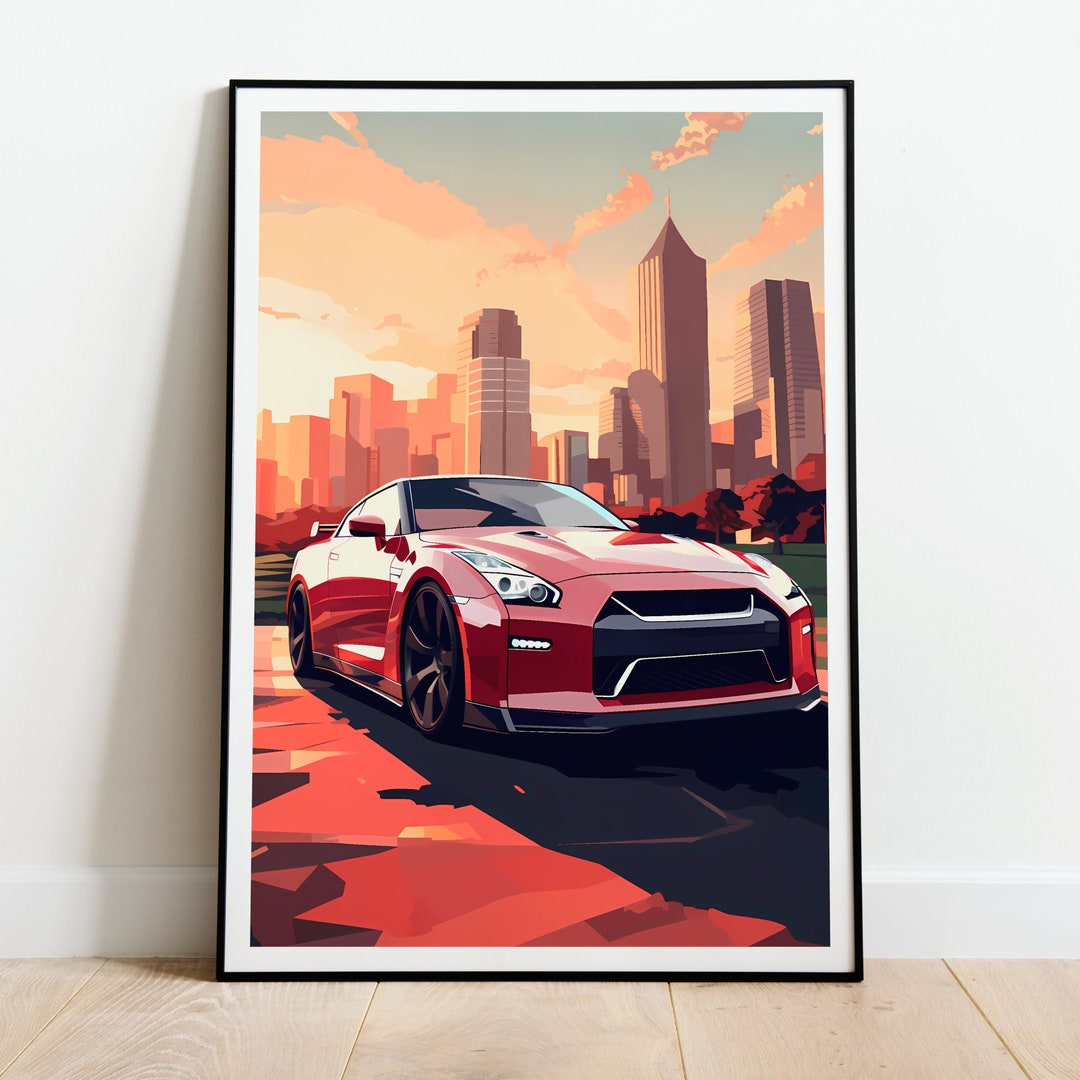 Nissan GT-R R35 Poster Nissan GT-R R35 Car Print Nissan Car Gift Father ...