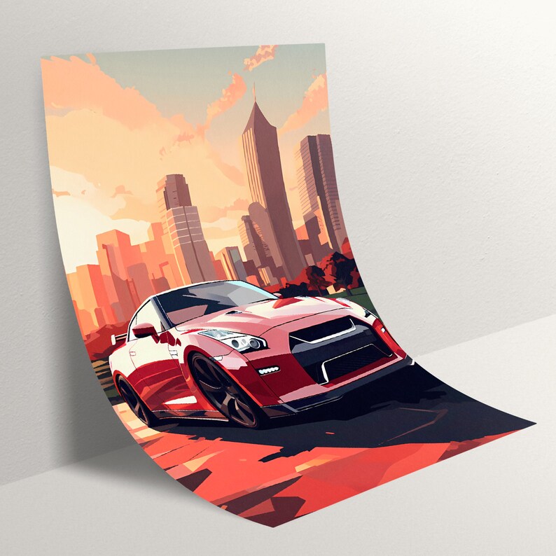 Nissan GT-R R35 Poster Nissan GT-R R35 Car Print Nissan Car Gift Father ...